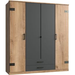 wimex Kleiderschrank &raquo;Cork, mit oder ohne Spiegel, rustikaler Look im Industrial Design&laquo; wahlweise in 135cm oder 180cm breit, 58cm tief, 199cm hoch grau B/H
