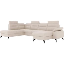 Sit & More sit&more Wohnlandschaft &raquo;Astoria U-Form&laquo; wahlweise mit motorischer Relaxfunktion beige 100% Polyester B/H/T: 329cm x 91cm x 225cm, Luxus-Microfaser 