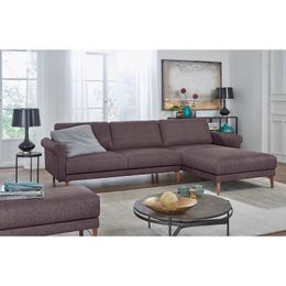 Creation BY ROLF BENZ Ecksofa &raquo;CR.450, Designecksofa, L-Form&laquo; Armlehne Schnecke modern Landhaus, Breite 262 cm, Fu&szlig; Nussbaum lila Chenille COCO (72% 