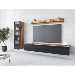 Home Affaire Wohnwand &raquo;VERA I, Vitrinen T&uuml;ranschlag links/rechts wechselbar&laquo; Komplett-Set, 3 Stk. tlg. beige B/H/T: 230cmcm x 130cmcm x 33cmcm, ohne 