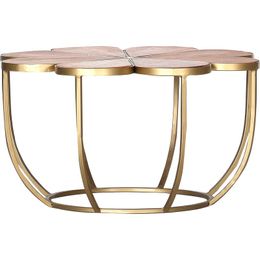 GUTMANN FACTORY Beistelltisch &raquo;Bloom&laquo; mit eingefasster Massivholzplatte Akazie gold B/H/T: 70cm x 38cm x 70cm