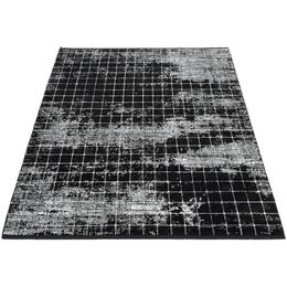 WK Wohnen Teppich &raquo;BLACKLINE QUADRO&laquo; rechteckig 8 mm H&ouml;he fein eingefasst, sowie speziell veredelt, besonders flache Struktur schwarz Polyacryl, 