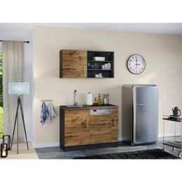 KOCHSTATION Pantryk&uuml;che &raquo;KS-Mali&laquo; Breite 110 cm, mit E-Ger&auml;ten braun B/H/T: 110cm x 200cm x 60cm