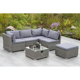 Merxx Garten-Essgruppe &raquo;Malaga&laquo; Eckset mit h&ouml;henverstellbarem Tisch grau Kunststoff, Stahl B/H/T: 185cm x 62cm x 195cm, Ecksetmit hvst. Tisch