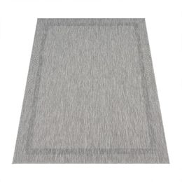 Paco Home Teppich &raquo;Roma 272&laquo; rechteckig 4 mm H&ouml;he Flachgewebe, meliert, mit dezenter Bord&uuml;re, In- und Outdoor geeignet grau Polypropylen B : 120cm 1 Stk., 4mm, 