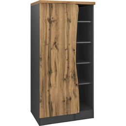 KOCHSTATION Midischrank &raquo;KS-Bruneck&laquo; Vorratsschrank >>Bruneck<< 90 cm breit, hochwertige MDF-Fronten grau Holzwerkstoff grafit, B/H/T: 80cm x 166cm x 