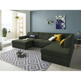 DOMO collection Wohnlandschaft &raquo;Topper, elegant und zeitlos, komfortabel, U-Form&laquo; wahlweise mit Bettfunktion gr&uuml;n B/H/T: 320cm x 78cm x 213cm, 