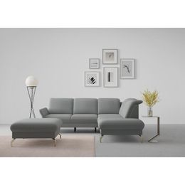 Sit & More sit&more Ecksofa &raquo;Fashion L-Form&laquo; wahlweise mit Kopfteilverstellung, Vorziehsitz, motorisch, Nickelf&uuml;&szlig;e grau B/H/T: 250cm x 84cm x 207cm, Chenille, 