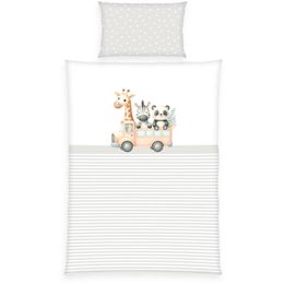 Baby Best Babybettw&auml;sche &raquo;babybest Adventure Buddies&laquo; 2 Stk. wei&szlig; Renforc&eacute;, Obermaterial: 100% Baumwolle B/L: 100cm x 135cm, 1 Stk., 1 Stk., Renforc&eacute;, B/L: 40cm