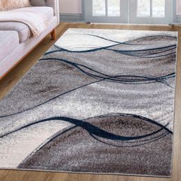 OTTO home Teppich &raquo;Tritom&laquo; rechteckig 9 mm H&ouml;he mit besonders weichem Flor, Kurzflor, modernes Wellen Muster blau Kunstfaser B : 280cm 1 Stk., 9mm, L: