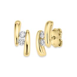 Bruno Banani Damen Paar Ohrstecker &raquo;Schmuck Geschenk Silber 925 Ohrschmuck Ohrringe Glitzerstein&laquo; mit Zirkonia (synth.) gold Silber 925 (