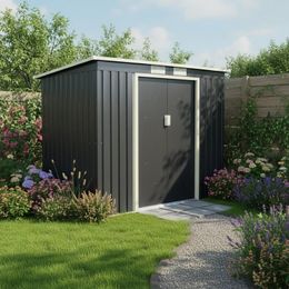 Konifera Ger&auml;tehaus &raquo;Gartenhaus "Max" aus langlebigem Metall&laquo; inklusive Fundamentrahmen grau Stahlblech Einheitsgr&ouml;&szlig;e