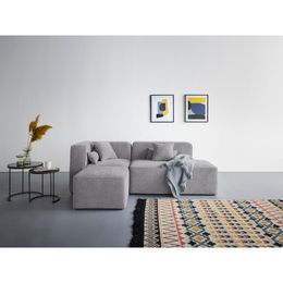 Home Affaire Ecksofa &raquo;Sundstrup L-Form&laquo; Modulserie, individuelle Zusammenstellung grau 100% Polyester B/H/T: 233cm x 76,5cm x 93cm, Struktur weich, 