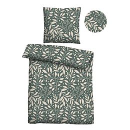 Bettw&auml;sche &raquo;0070733&laquo; 2 Stk. b&uuml;gelfrei, 100 % Baumwolle, pflegeleicht, ganzj&auml;hrig, Rei&szlig;verschluss gr&uuml;n Jersey, Obermaterial: 100% Baumwolle B/L: 135cm 