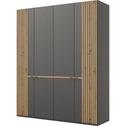 Musterring Kleiderschrank &raquo;Isabelle&laquo; Lamellen in Eiche, Griffe in schwarz, verschiedene Gr&ouml;&szlig;en und Farben grau Hartfaserplatte, Holzwerkstoff Graphit-Dekor, B/H/