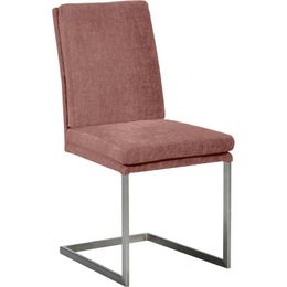 K+w Komfort & Wohnen K+W Komfort & Wohnen Esszimmerstuhl &raquo;Freischwinger, Lederstuhl&laquo; () stabiles Hochkantrohr, Untergestell in Edelstahloptik oder schwarz rosa B/H/T: 47cm