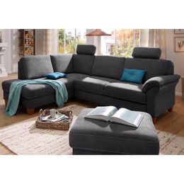 OTTO home Ecksofa &raquo;Borkum L-Form, B: 249 cm - OTTO. Verl&auml;ssliche Qualit&auml;t.&laquo; optional Schlaffunktion, Federkern grau Struktur (100% Polyester);Luxus-