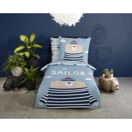 Good Morning Kinderbettw&auml;sche &raquo;Captaine&laquo; 2 Baumwolle, Renforc&eacute;, Wendeoptik, Kind, Maritim, Junge blau Renforc&eacute;, Obermaterial: 100% Baumwolle B/L: 