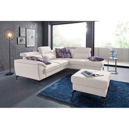 Sit & More sit&more Ecksofa &raquo;Percy L-Form&laquo; 15 cm Fu&szlig;h&ouml;he, Sitztiefenverstellung, wahlweise in 2 Fu&szlig;farben beige B/H/T: 270cm x 235cm, Feinstruktur, Ottomane 