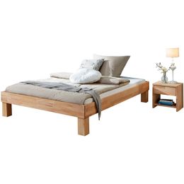 Relita Massivholzbett &raquo;Julia&laquo; stabverleimte Buche, mit nat&uuml;rlicher Holzstruktur, ohne Kopfteil braun Liegefl&auml;che L&auml;nge B: 200cm x 120cm, H&ouml;he Bett: 37cm H&ouml;he