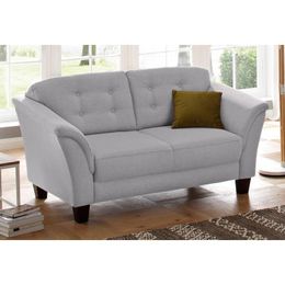 OTTO home 2-Sitzer &raquo;Trondheim&laquo; mit Federkern, Knopfheftung im R&uuml;cken, F&uuml;&szlig;e Buche grau Struktur fein (100% Polyester);Flachgewebe (100% Polyester);