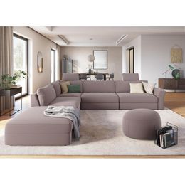 Sit & More sit&more Ecksofa &raquo;Cadabra L-Form&laquo; Breite 356 cm, mit Sitztiefenverstellung rosa Samtoptik (100% Polyester);Soft clean (98% Polyester, 2% Polyamid);
