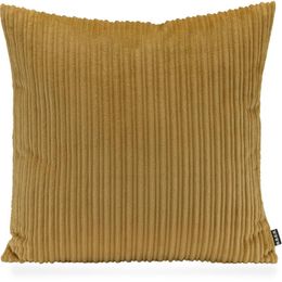 HOCK Dekokissen &raquo;Precious Cord&laquo; leicht schimmernde unterschiedlich gro&szlig;e L&auml;ngsstreifen im Retro Style gelb Polyester B/L: 50cm x 50cm, 1 Stk.