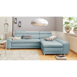 Sit & More sit&more Ecksofa &raquo;Riva L-Form&laquo; inklusive Kopteilverstellung, wahlweise mit Schlaffunktion blau Flachgewebe (100% Polyester);Luxus-Microfaser (100% 