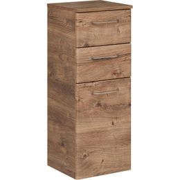 Unterschrank &raquo;Quickset Badschrank mit 1 T&uuml;r und 2 Schubladen, 35 cm breit&laquo; Badezimmer-Unterschrank inkl. T&uuml;rd&auml;mpfer, Griffe in Chrom Glanz braun 
