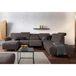 Home Affaire Wohnlandschaft &raquo;Manhattan U-Form&laquo; 2 Sitze mit elektrischer Relaxfunktion, verstellbare Armlehnen braun Luxus Microfaser2 (90% Polyester, 
