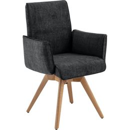 K+w Komfort & Wohnen K+W Komfort & Wohnen Esszimmerstuhl &raquo;Drehstuhl, Polsterstuhl&laquo; () Armlehnenstuhll mit 360&deg; Drehfunktion massives Holzuntergestell grau B/H/T: 61cm x 