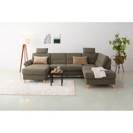 OTTO home Wohnlandschaft &raquo;Westerland U-Form&laquo; Federkern, wahlweise Schlaffunktion, Stauraum und Armlehn-Verstellung gr&uuml;n 100% Polyester B/H/T: 303cm x 