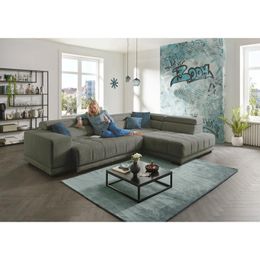 Die PlanBar Ecksofa &raquo;MP-IN15053 L-Form breiter Schenkel&laquo; mit Kopfteilverstellung, wahlweise mit manueller Vorziehbank grau 88% Polyester; 12% Polyamid