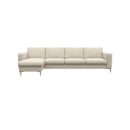 FLEXLUX Ecksofa &raquo;Fiore, super bequem durch hochwertigen Sitzaufbau mit Kaltschaum&laquo; breite Armlehnen, F&uuml;&szlig;e Alu+ Eiche, L-Form wei&szlig; 100% Echteder B/H/T: