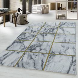 Ayyildiz Teppiche Teppich &raquo;NAXOS 3816&laquo; rechteckig 12 mm H&ouml;he L&auml;ufer, Marmor Optik, Kurzflor, Wohnzimmer gold Polypropylen (PP) B : 140cm 1 Stk., 12mm, L: 200cm