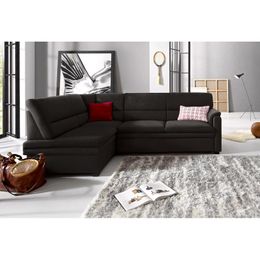 Sit & More sit&more Ecksofa &raquo;Pisa L-Form&laquo; mit Federkern, wahlweise mit Schlaffunktion schwarz NaturLEDER (echtes Rindsleder), Korpus in Kunstleder SOFTLUX ;Luxus