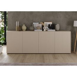 Home Affaire Sideboard &raquo;Rio Breite 240 cm, Kommode mit 4 T&uuml;ren, Anrichte,&laquo; geriffelte MDF-Fronten, modern u. elegant, viel Stauraum beige B/H/T: 241cm