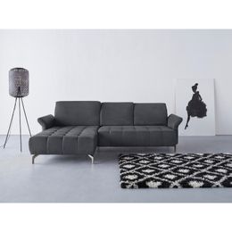 OTTO home Ecksofa &raquo;Fresh L-Form&laquo; Federkern, wahlweise Kopfteilverstellung und motorischer Vorziehsitz grau 100% Polyester B/H/T: 281cm x 79cm x 185cm,