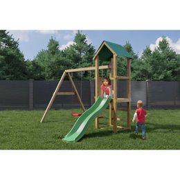 Fungoo Spielturm &raquo;Lucas&laquo; mit Schaukel & Rutsche braun Holz, Metall, Polyethylen Einheitsgr&ouml;&szlig;e