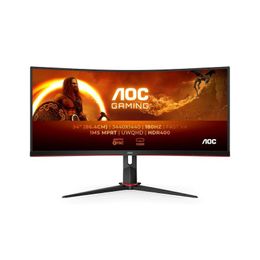 AOC Curved-Gaming-LED-Monitor &raquo;CU34G2XP/BK&laquo; 86,4 cm/34 &prime;&prime; 3440 x 1440 px UWQHD 1 Reaktionszeit 180 Hz H&ouml;he, Drehung, Neigung schwarz neigbar, drehbar,