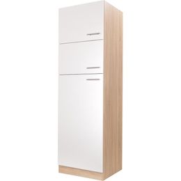 respekta K&uuml;hlumbauschrank &raquo;Merle&laquo; Breite 60 cm, T&uuml;ren wechselseitig anschlagbar, H&ouml;he 200 cm wei&szlig; Eiche S&auml;gerau Nachbildung, B/H/T: 30cm x 200cm x 