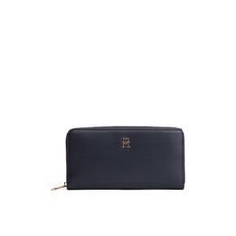 Tommy Hilfiger Damen Geldb&ouml;rse &raquo;TH ICON LRG ZA&laquo;, Damen Geldbeutel, Portemonnaie mit edlem TH-Logoelement blau Einheitsgr&ouml;&szlig;e