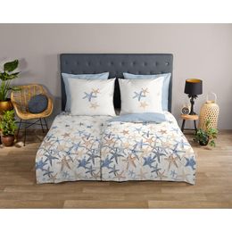 Good Morning Wendebettw&auml;sche &raquo;Antibes&laquo; 2 100% Baumwolle, Renforc&eacute;, Rei&szlig;verschluss, Wendeoptik, Seesterne bunt Renforc&eacute;, Obermaterial: 100% Baumwolle B