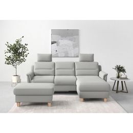 Sit & More sit&more Ecksofa &raquo;Far&ouml; L-Form&laquo; inklusive Federkern, wahlweise mit Schlaffunktion und Bettkasten silber B/H/T: 234cm x 90cm x 168cm, Luxus-Microfaser 