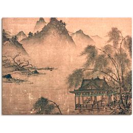 Artland Leinwandbild &raquo;Balustrade an der Wasserseite&laquo; Asien 1 Stk. tlg. auf Holzrahmen gespannt beige Leinwand B/H/T: 60cm x 45cm, Leinwandbild Asien 