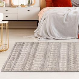 LUXOR living Wollteppich &raquo;H&auml;gga&laquo; rechteckig 15 mm H&ouml;he Handweb Teppich, reine Wolle, handgewebt, Hoch-Tief Struktur grau Wolle B : 160cm 1 Stk., 15mm,