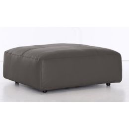 Musterring Hocker &raquo;LUCIA&laquo; grau Flachgewebe VALMONT (60% Baumwolle/40% Leinen);Leder PURO, pigmentiertes Leder;Microfaser CRONA (100% Polyester);Flachgewebe 
