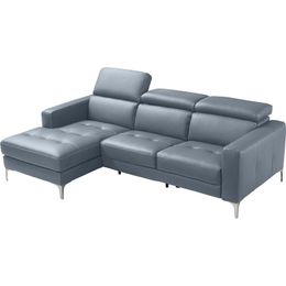 Egoitaliano Ecksofa &raquo;Matt, erstklassiger Sitzkomfort, aufwendige Detailverarbeitung, L-Form&laquo; mit verstellbaren Kopfteilen zum Relaxen grau Leder &raquo;BULL&laquo; (echtes 