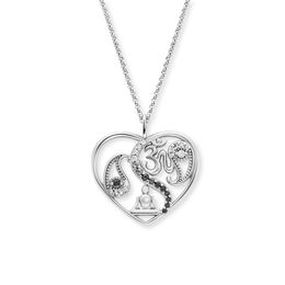 Engelsrufer Damen Kette mit Anh&auml;nger &raquo;Yin Yang Herz Balance Tropfen Buddha und Om&laquo; Made in Germany - mit Zirkonia (synth.) schwarz Silber 925 (