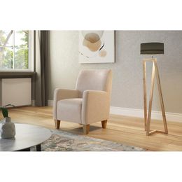 Home Affaire Sessel &raquo;Viva&laquo; mit Federkern, mit Eichenf&uuml;&szlig;en beige 100% Polyester Microfaser VINTAGE, B/H/T: 74cm x 93cm x 81cm